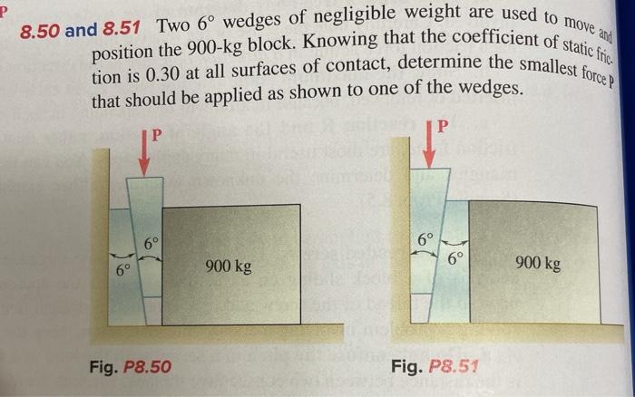 Solved P 8.50 and 8.51 Two 6° wedges of negligible weight | Chegg.com