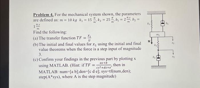 Problem 4. For the mechanical system shown, the | Chegg.com