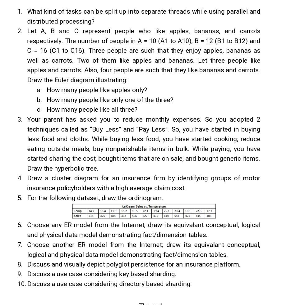 Solved 1. What kind of tasks can be split up into separate | Chegg.com