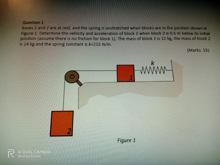 Solved Question 1 Boxes 1 and 2 are at rest, and the spring | Chegg.com
