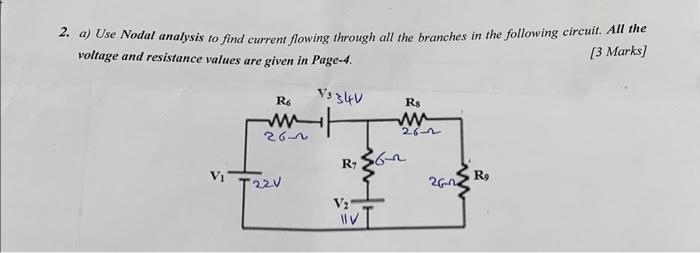 Solved 2. a) Use Nodal analysis to find current flowing | Chegg.com