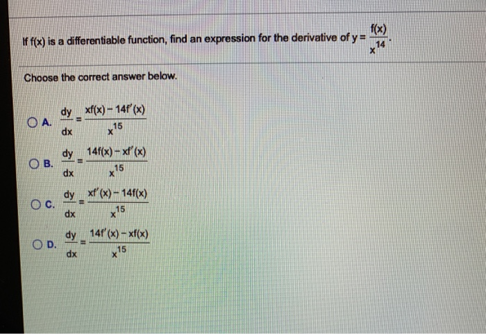 Solved If f(x) is a differentiable function, find an | Chegg.com