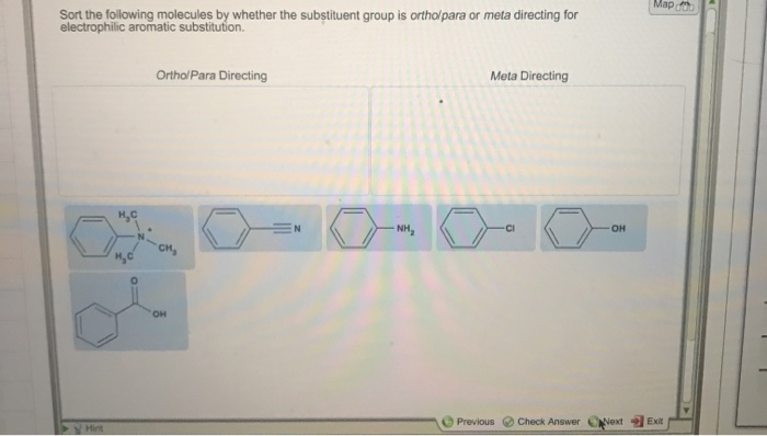 Solved Map. Sort the following molecules by whether the | Chegg.com