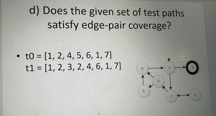 Solved B Test Requirements For Edge Pair Coveragec Test 5144