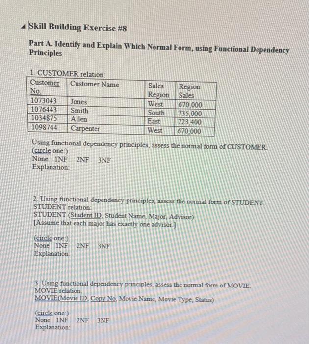 Solved Skill Building Exercise \#8 Part A. Identify and | Chegg.com