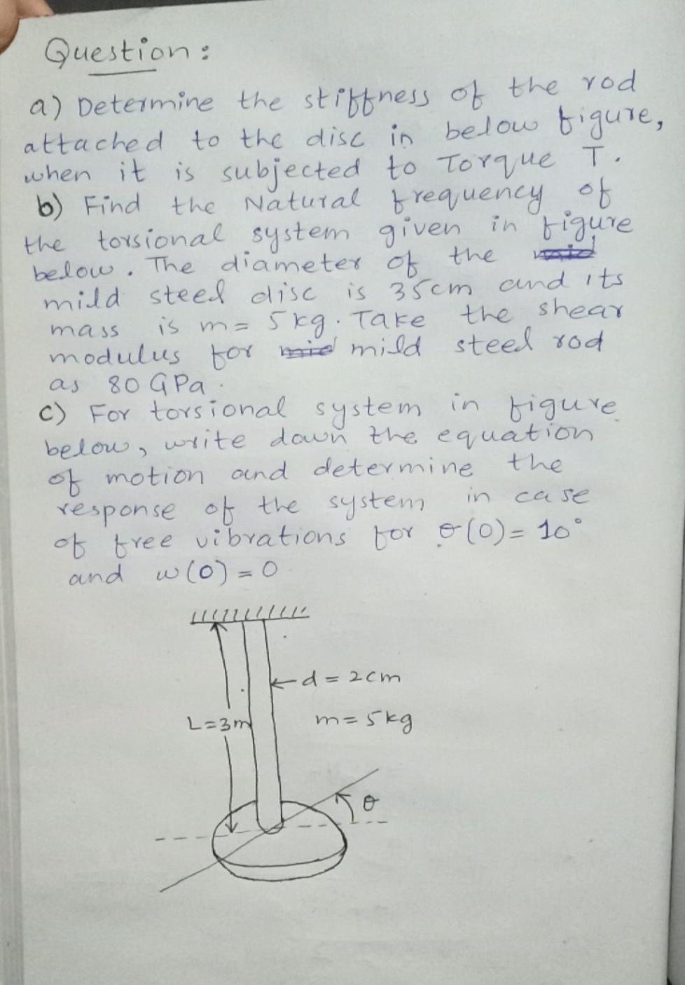 Solved Question: a) Determine the stiffness of the rod | Chegg.com