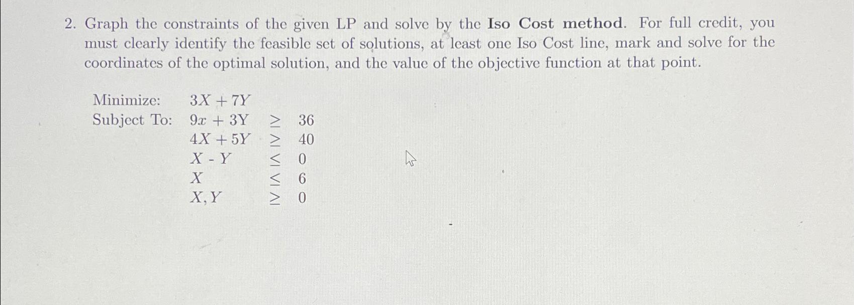 Solved Graph the constraints of the given LP and solve by | Chegg.com