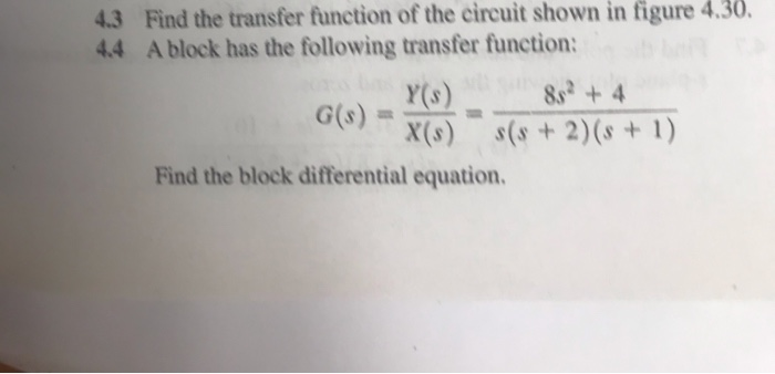Solved 4.3 Find the transfer function of the circuit shown | Chegg.com