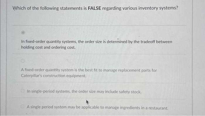 Solved Which Of The Following Statements Is False Regarding 0312