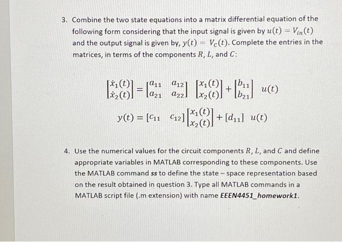 Solved please solve 3 & 4 R= 2 ohm , L = 0.1 H , C = 800 | Chegg.com