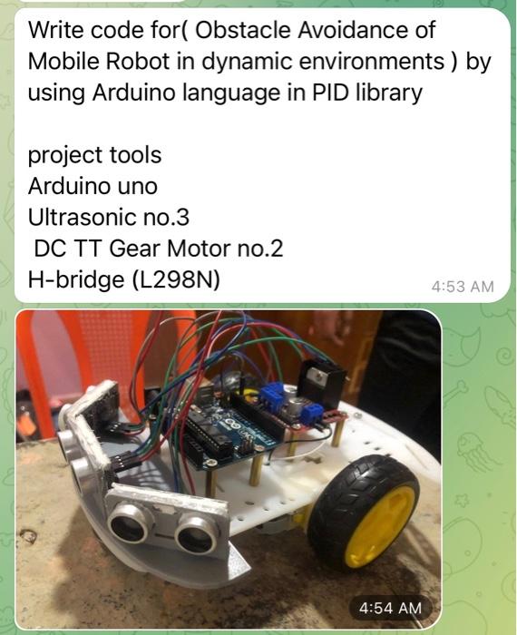 Write code for( Obstacle Avoidance of Mobile Robot in | Chegg.com