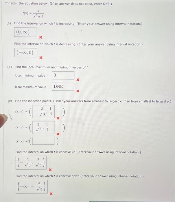 Solved Consider the equation below. (If an answer does not | Chegg.com