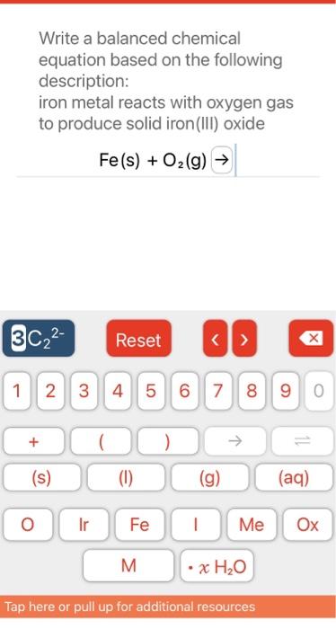 Solved Write a balanced chemical equation based on the | Chegg.com