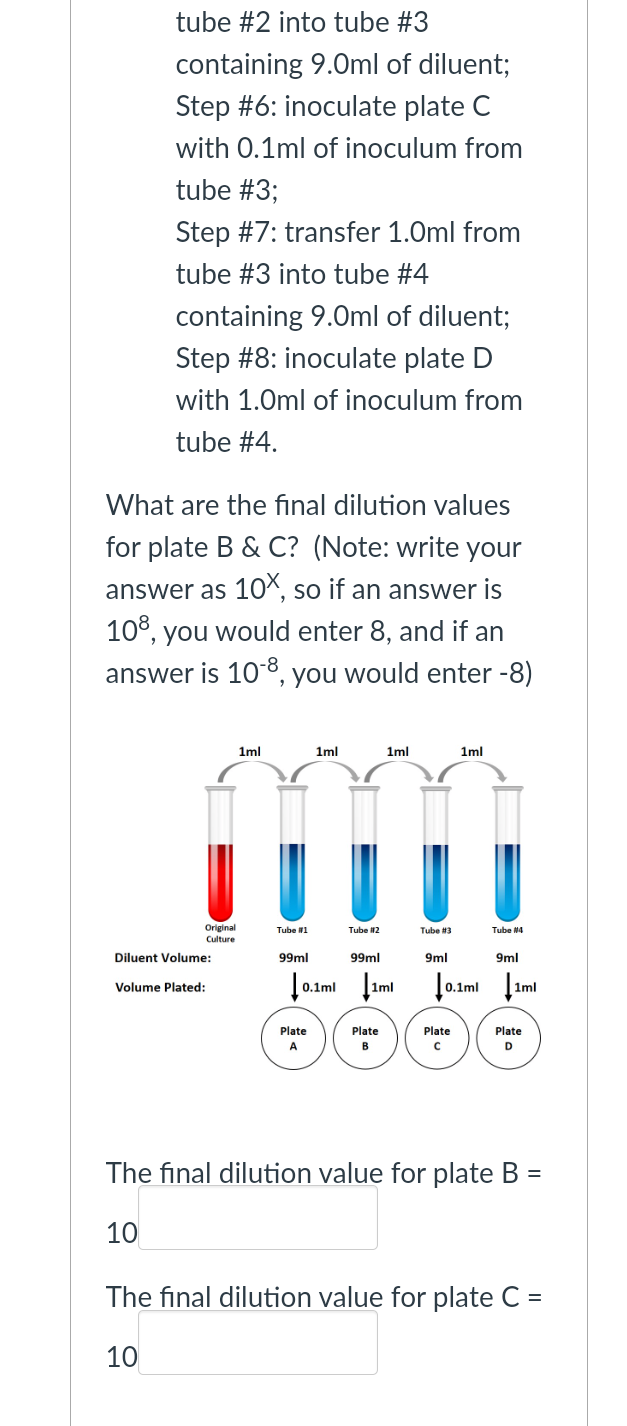 Solved If you transfer 0.1ml to a dilution tube containing | Chegg.com