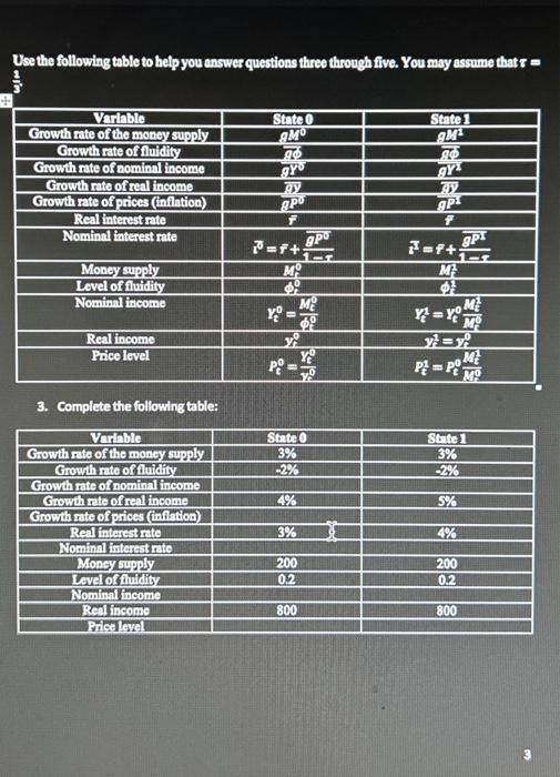 Use the following table to help you answer questions | Chegg.com