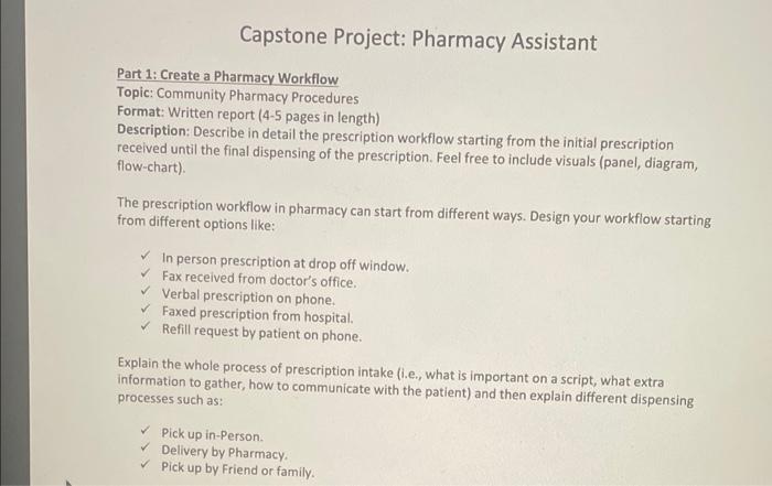 Part 1: Create a Pharmacy Workflow Topic: Community | Chegg.com