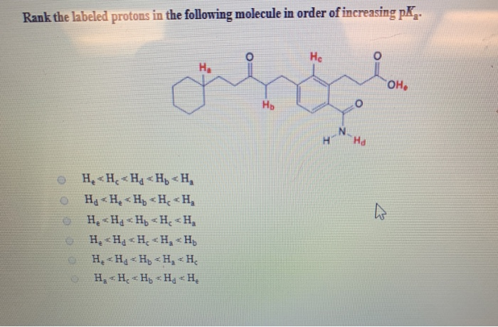 Solved Rank the labeled protons in the following molecule in | Chegg.com