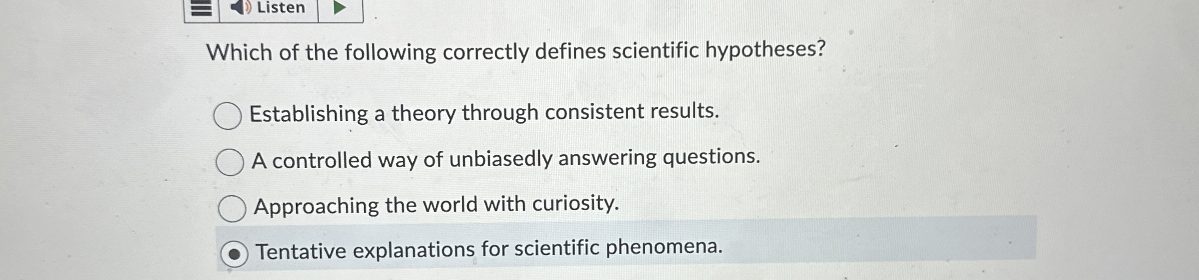 Solved ListenWhich of the following correctly defines | Chegg.com