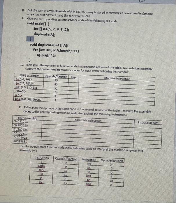Solved 8. Get the sum of array elements of A in Sc3, the | Chegg.com