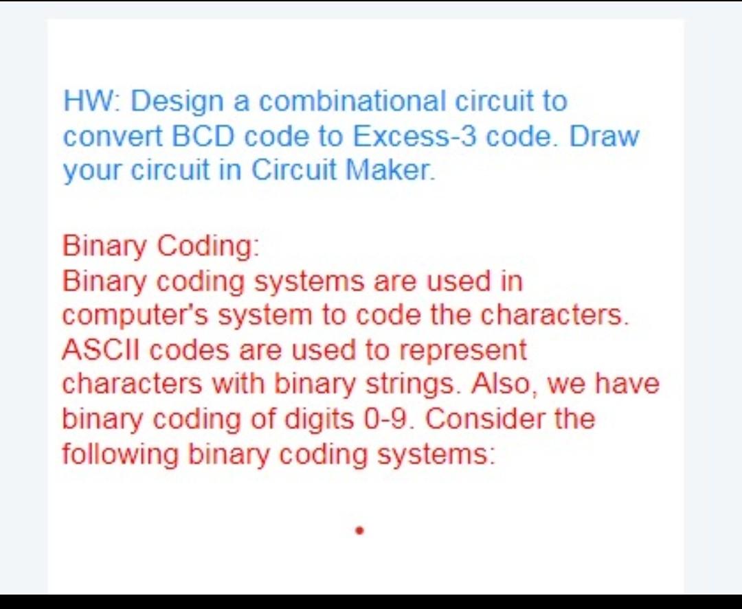 Solved HW: Design a combinational circuit to convert BCD | Chegg.com