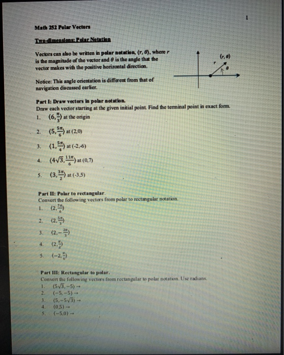 Solved Math 252 Polar Vector 12. Twe-dimensions: Polar | Chegg.com