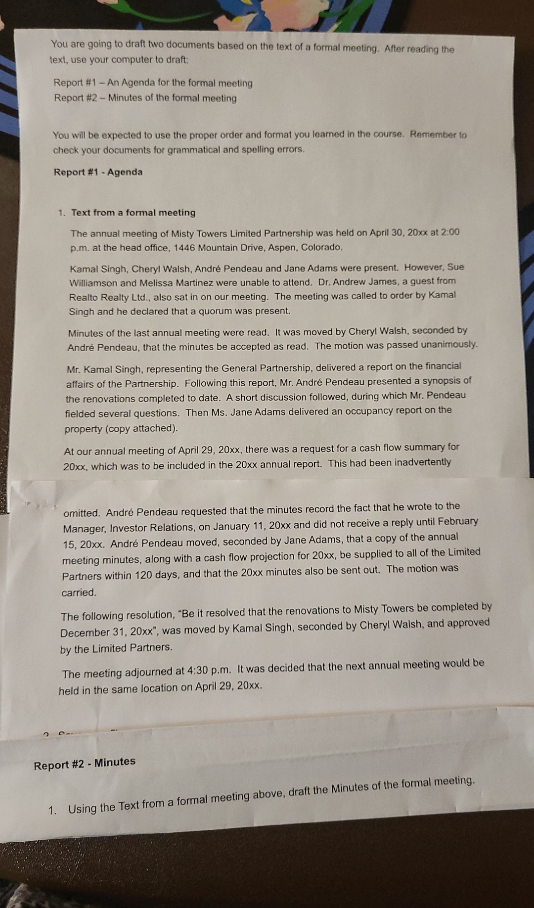 Solved You are going to draft two documents based on the | Chegg.com