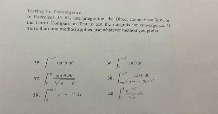 Solved Testing for Convergence In Exercises 35-64, use | Chegg.com