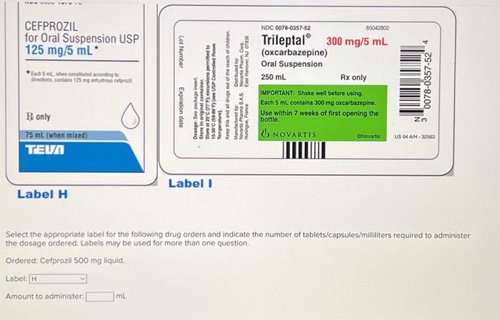 Solved CEFPROZIL for Oral Suspension USP 125 mg/5 mL* *Each | Chegg.com