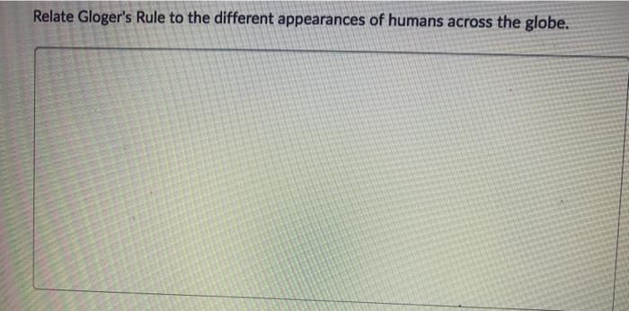 Solved Relate Gloger's Rule to the different appearances of | Chegg.com