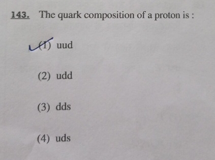 Solved The quark composition of a proton is :(1) ﻿uud(2) | Chegg.com