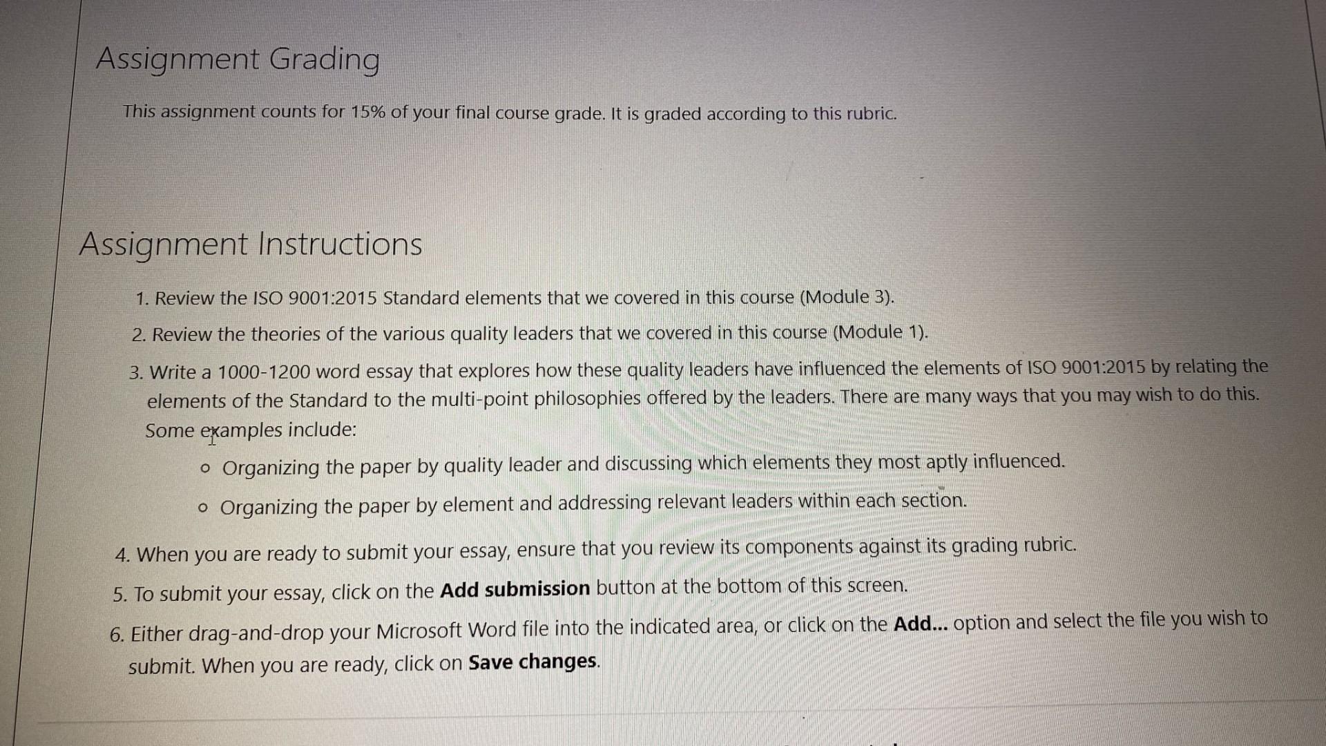 Solved Assignment Grading This assignment counts for 15% of | Chegg.com