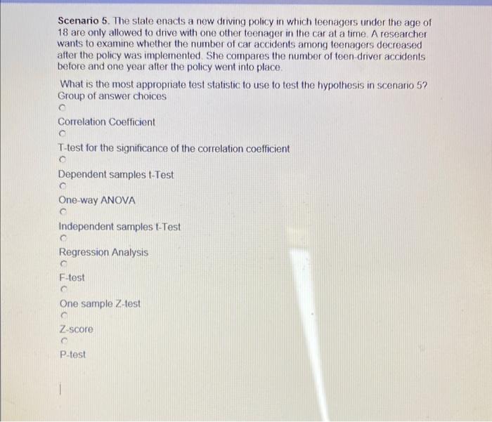 Solved Scenario 5. The state enacts a new driving policy in | Chegg.com