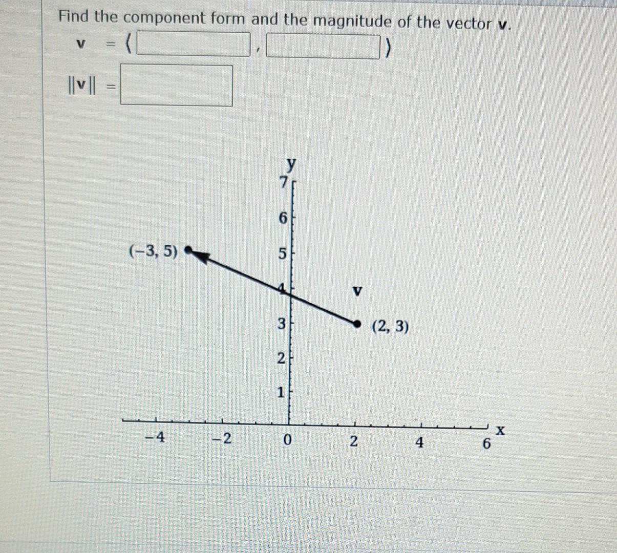 Solved Find the component form and the magnitude of the | Chegg.com