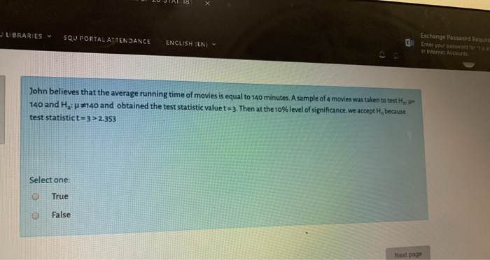 Solved LIBRARIES SQU PORTAL ATTENDANCE ENGLISH EN Exchange | Chegg.com