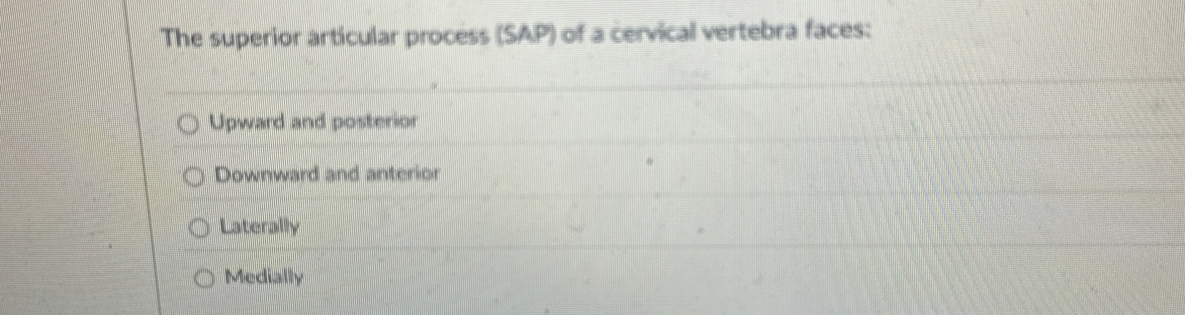 Solved The superior articular process (SAP) ﻿of a cervical | Chegg.com
