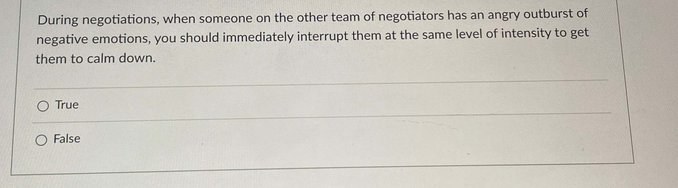 Solved During negotiations, when someone on the other team | Chegg.com