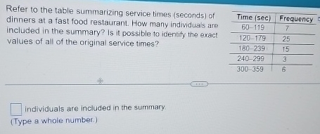 Solved Refer to the table summarizing service times | Chegg.com