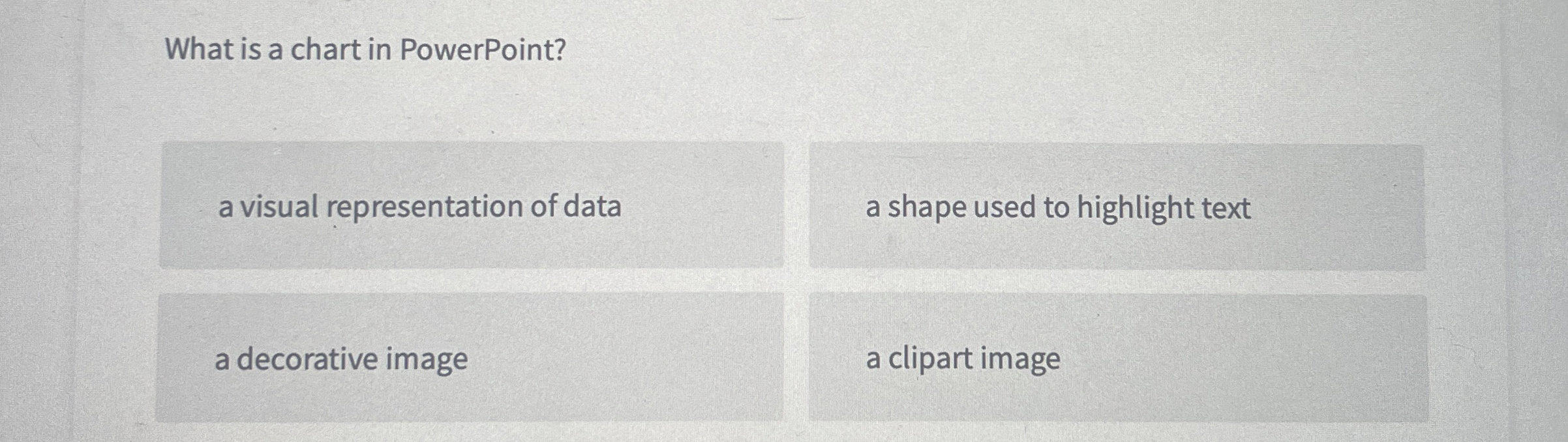 Solved What is a chart in PowerPoint?a visual representation | Chegg.com