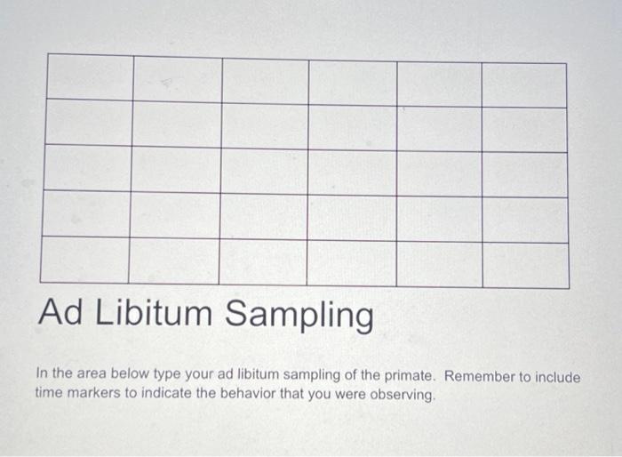 Living Primates Observation Now you will practice | Chegg.com