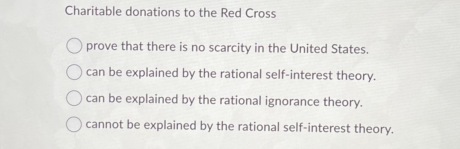Solved Charitable donations to the Red Crossprove that there | Chegg.com