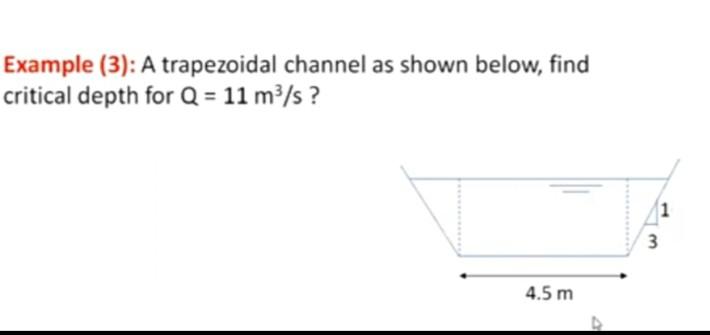 Solved Example (3): A trapezoidal channel as shown below, | Chegg.com