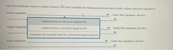 Solved Use the dropdown menus to select answers that best | Chegg.com