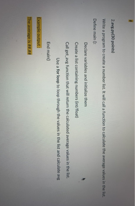 Solved 2.avg.py(30 points) Write a program to create a | Chegg.com