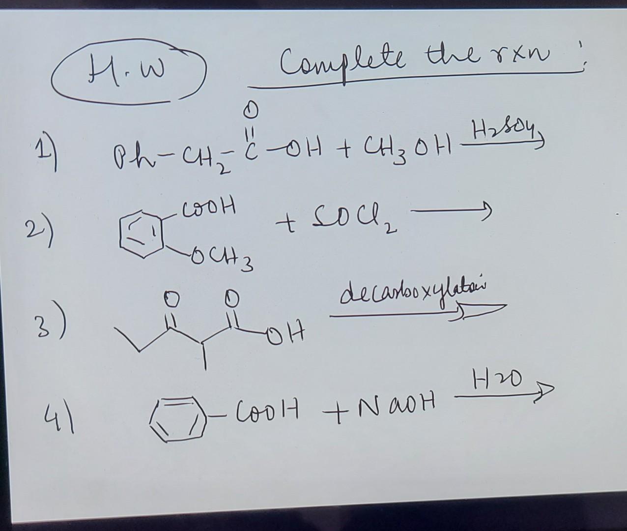 Solved How Complete the ron 1) Ph-CH=COH + CH ₂ OH Hasou, | Chegg.com