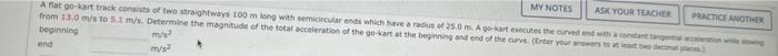 Solved A flat go-kart track consists of two straightways 100 | Chegg.com