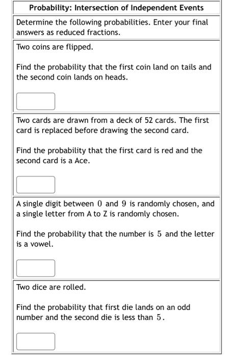 Solved Probability: Intersection of Independent Events | Chegg.com