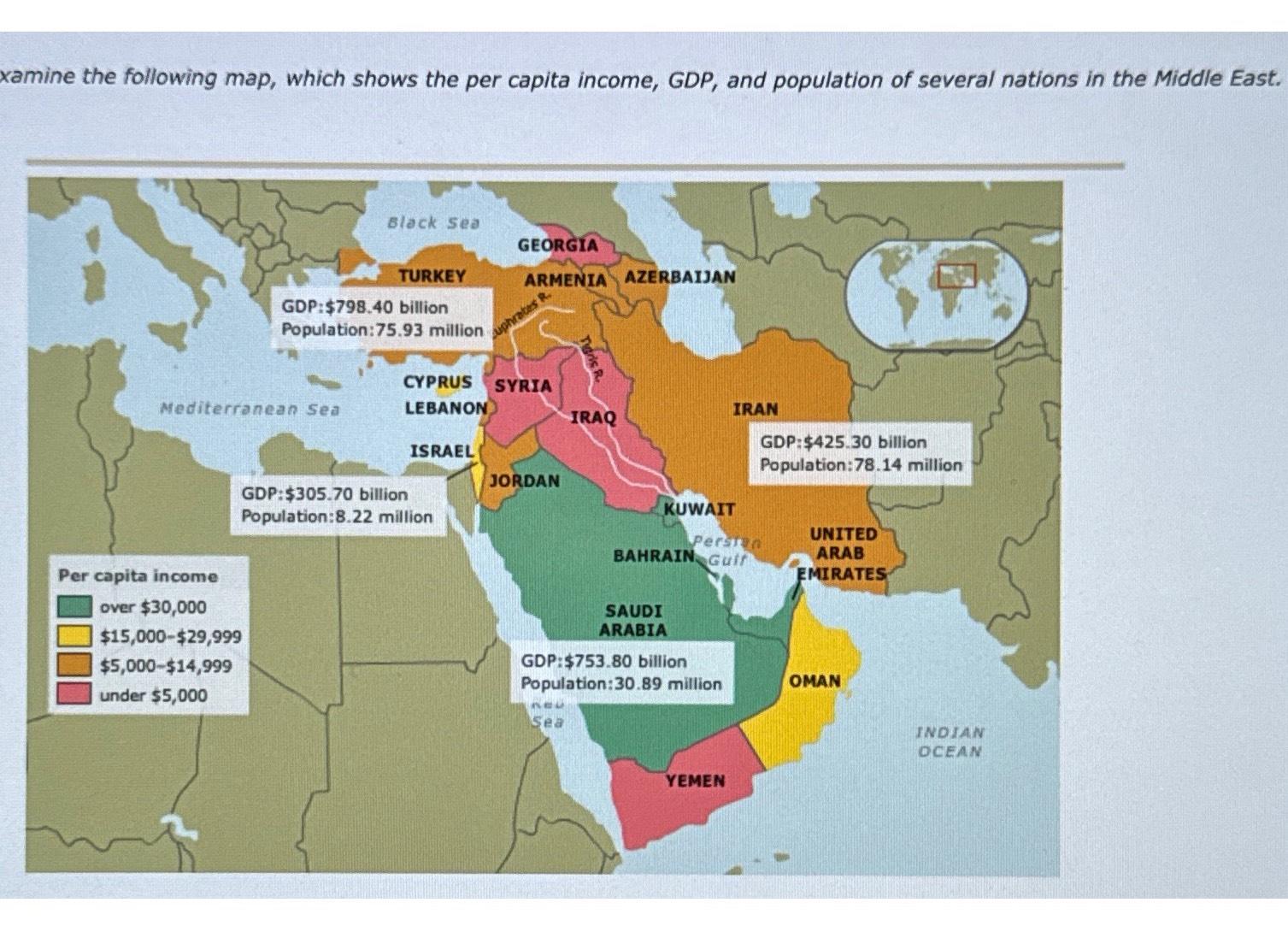 xamine the following map, which shows the per capita | Chegg.com
