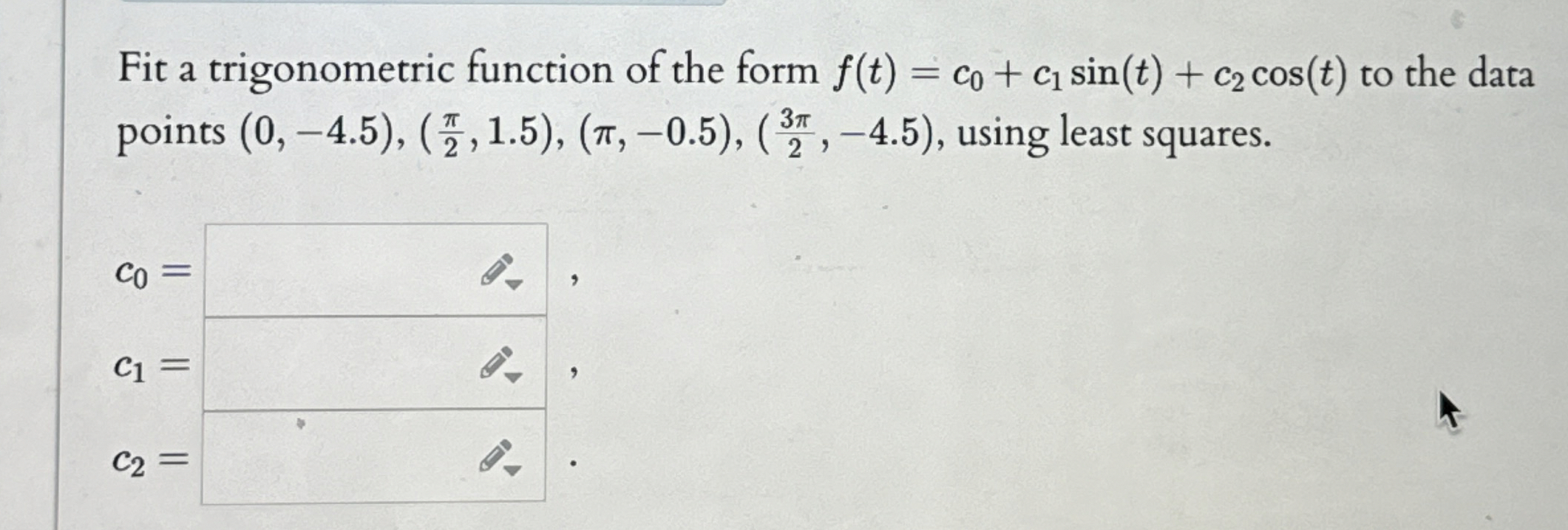 Solved Fit a trigonometric function of the form | Chegg.com