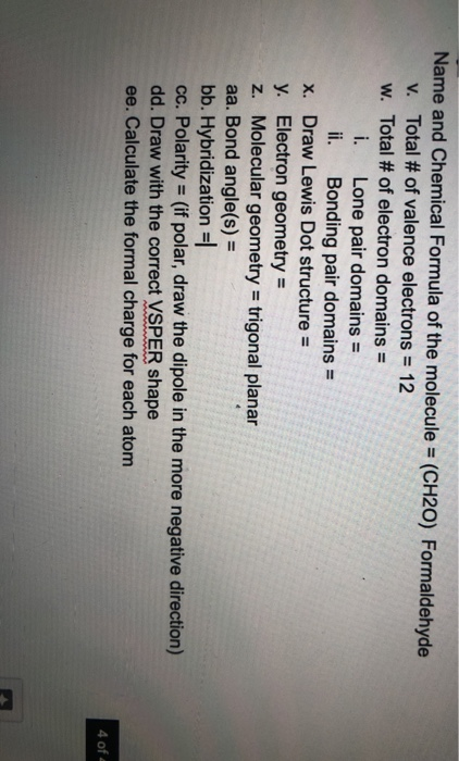 Solved Name and Chemical Formula of the molecule = (CH20) | Chegg.com