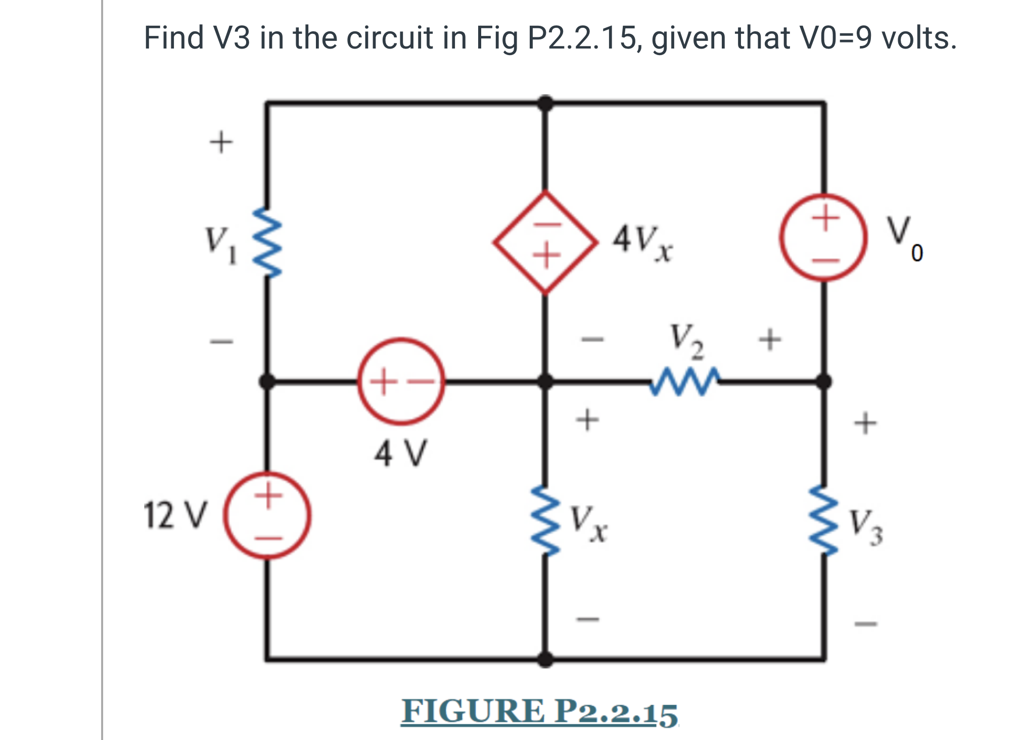 Find V 3 in ﻿the circuit in ﻿Fig P 2.2 .15 ，given | Chegg.com